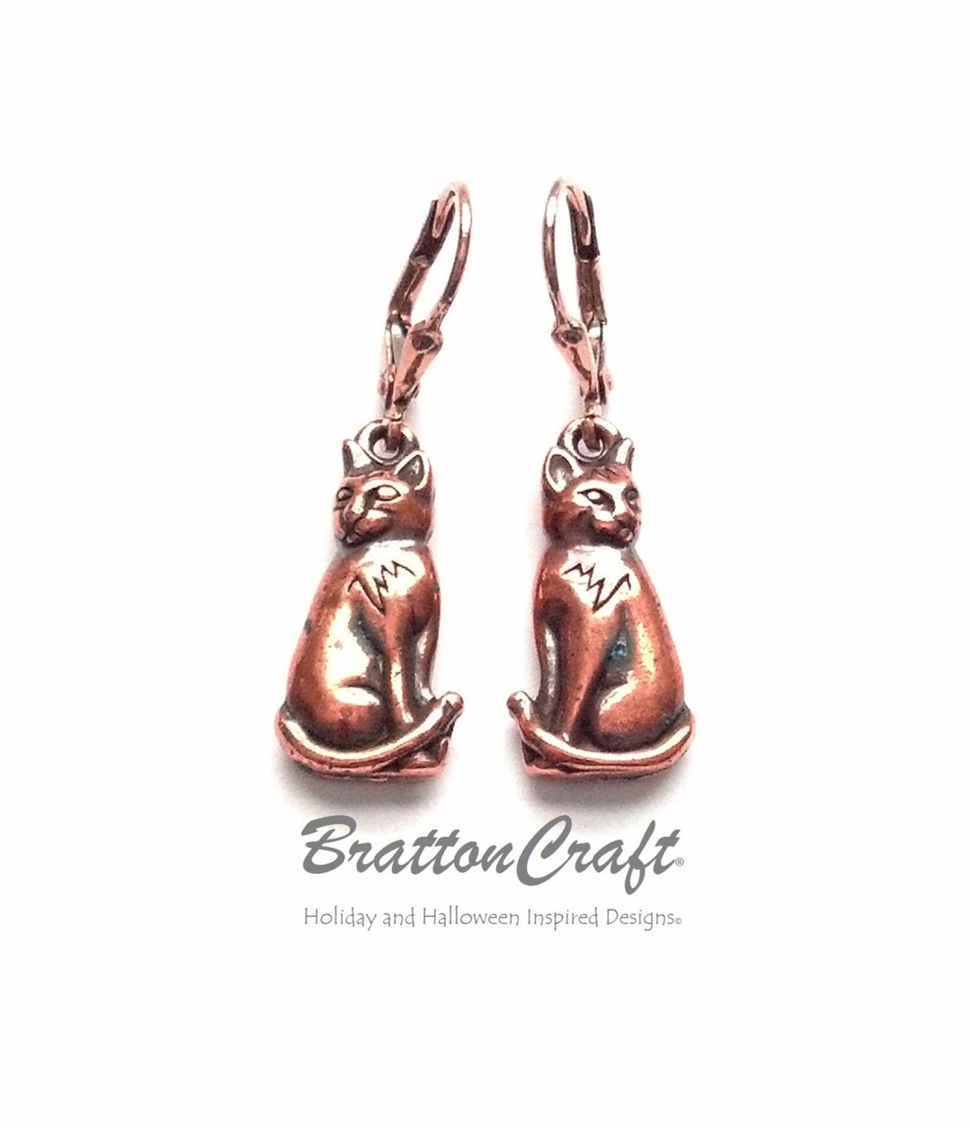 Copper Cat Earrings - Copper Sitting Cat Earrings - Copper Cat Earrings ...