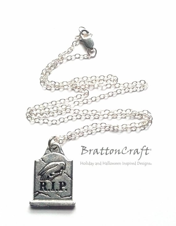 Silver Tombstone Necklace RIP Necklace Halloween Necklace | Etsy