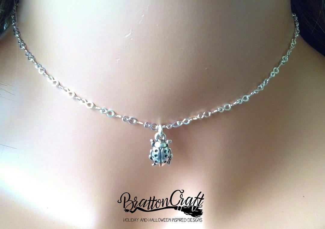 Silver Ladybug Choker: Pewter Insect Jewelry - Etsy
