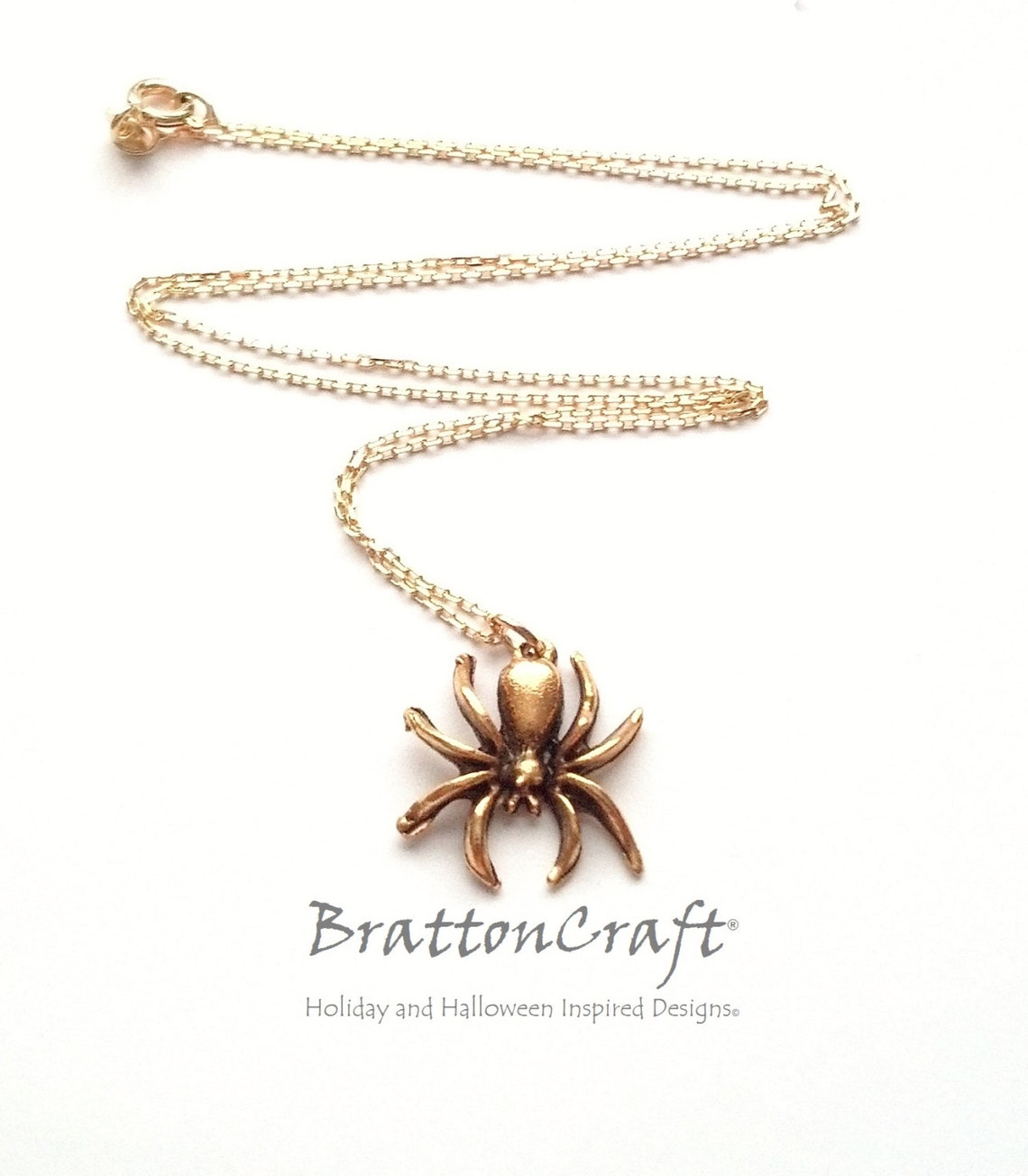 Gold Spider Necklace Halloween Necklace Spider Jewelry - Etsy