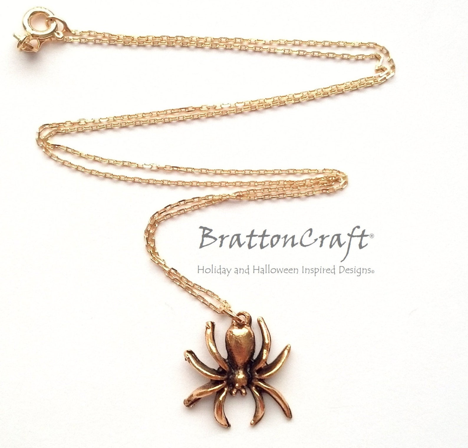 Gold Spider Necklace Halloween Necklace Spider Jewelry | Etsy