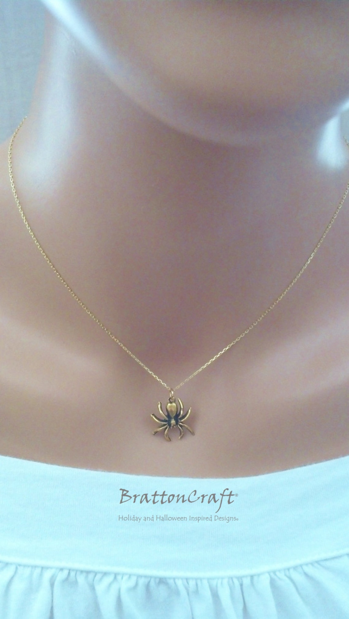 Gold Spider Necklace Halloween Necklace Spider Jewelry - Etsy