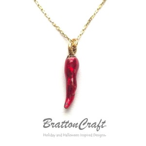 Hand Painted Red Chili Pepper Necklace: Vermeil Gold Chain - Etsy