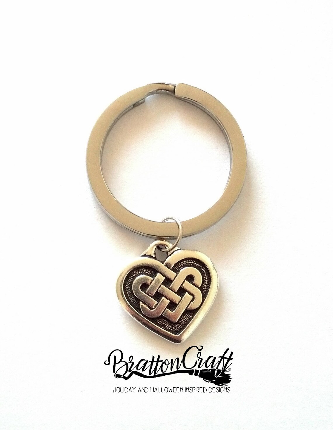 Silver Celtic Double Heart Knot Keychain Celtic Heart - Etsy