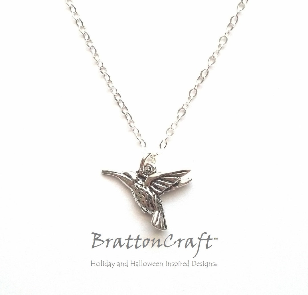 Silver Hummingbird Necklace - Hummingbird Necklace - Bird Necklace ...