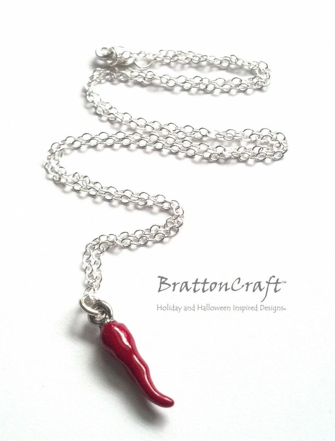 Hand Painted Red Chili Pepper Necklace: Antique Silver Pewter Charm - Etsy