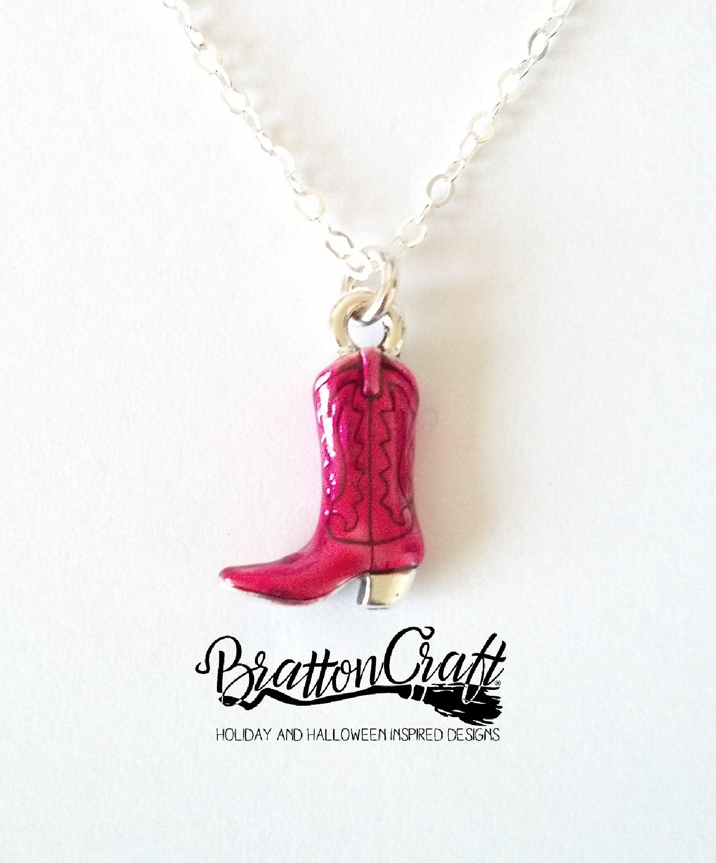 Hand Painted Red Cowboy Boot Necklace Western Boot Necklace | Etsy