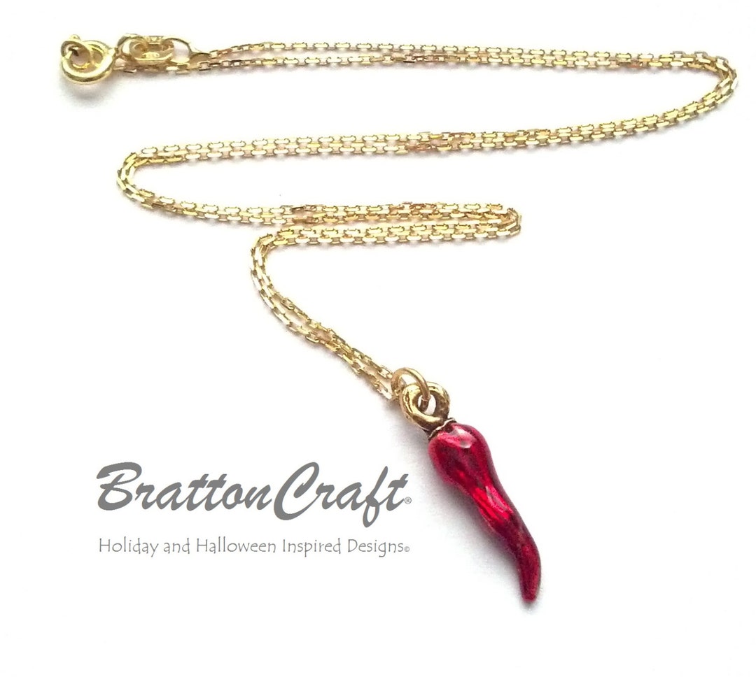 Hand Painted Red Chili Pepper Necklace: Vermeil Gold Chain - Etsy