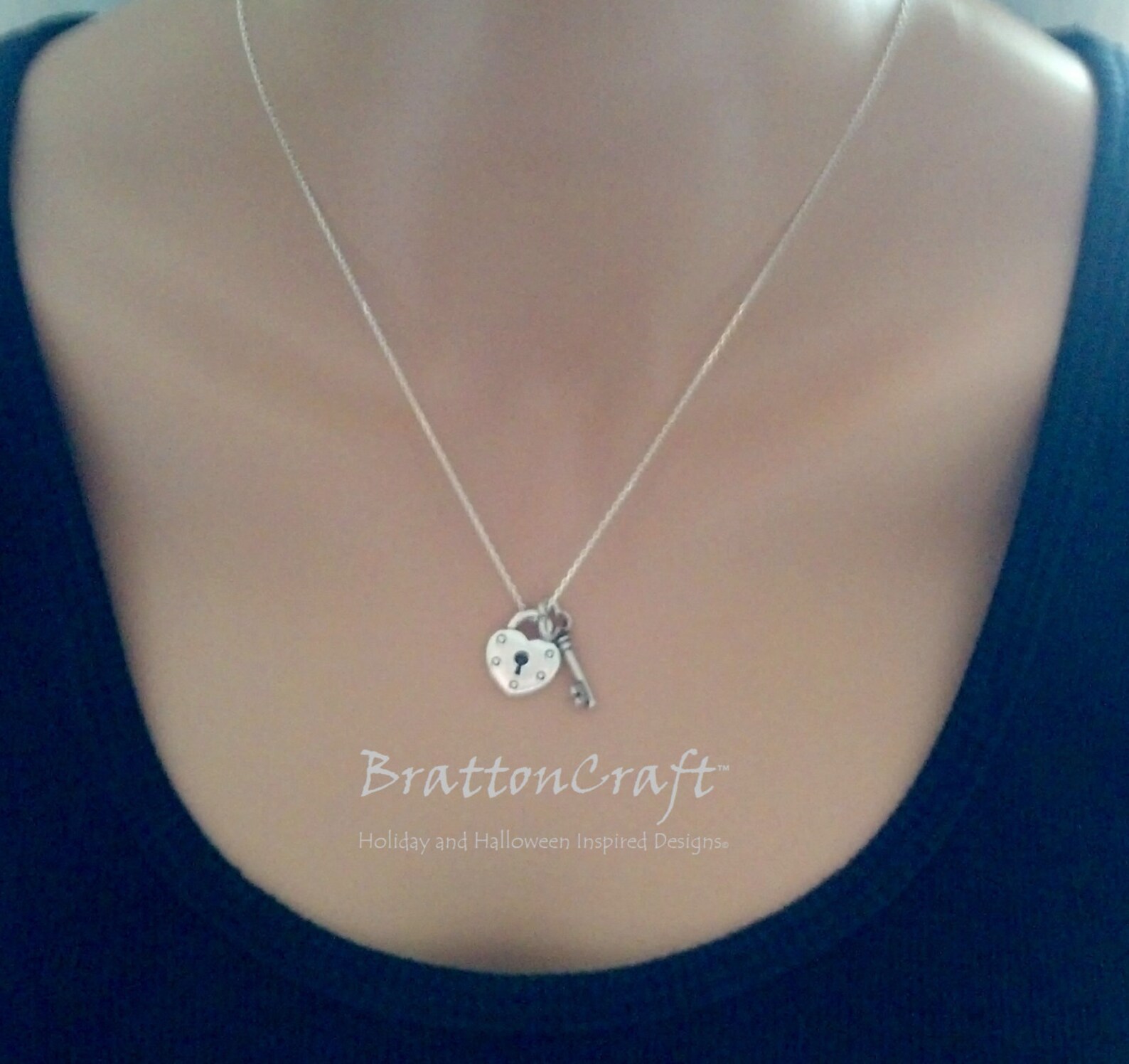 Silver Heart Lock and Key Necklace Silver Heart Lock and Key - Etsy