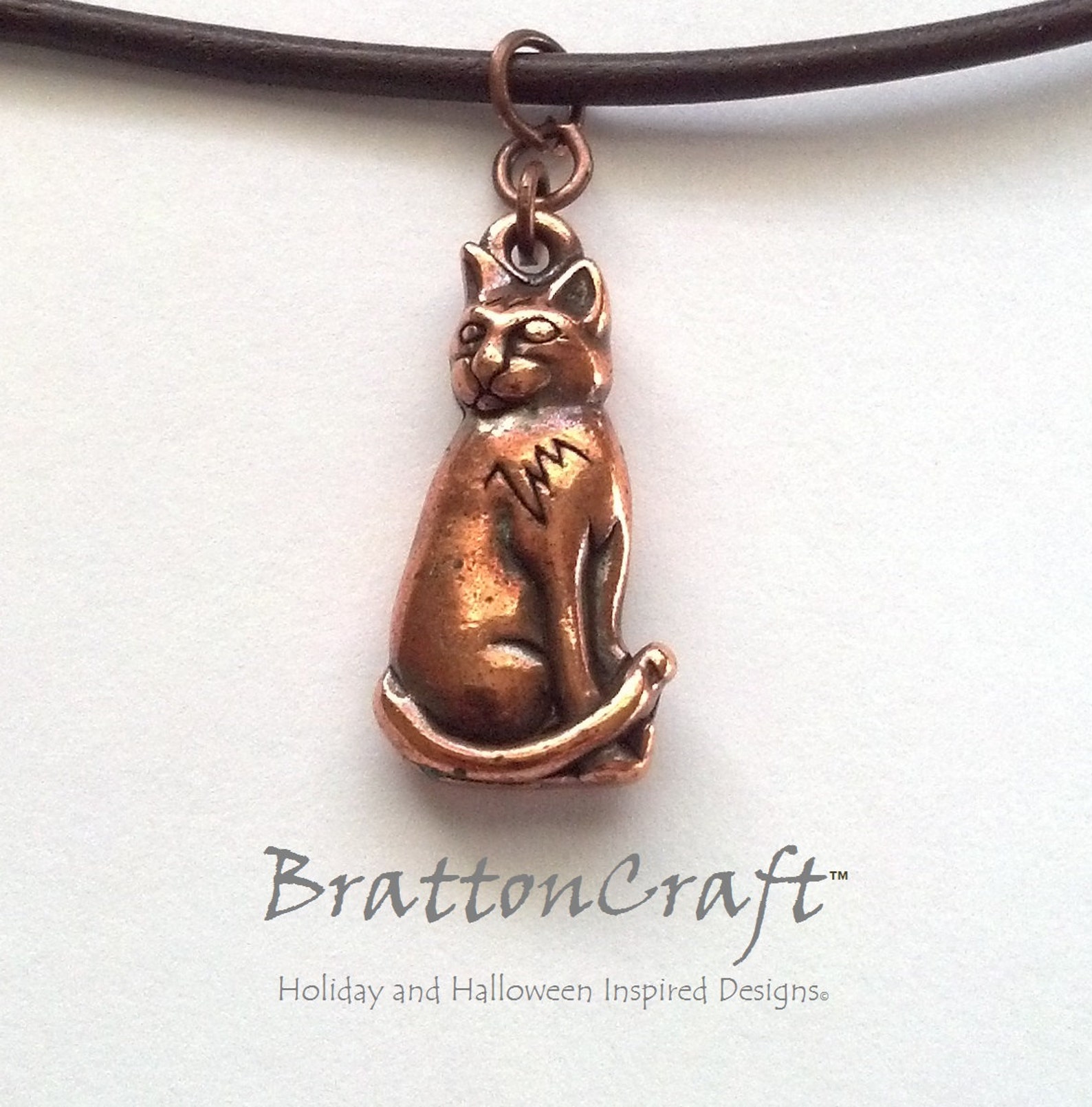 Antiqued Copper Cat Necklace Sitting Cat Necklace Copper | Etsy