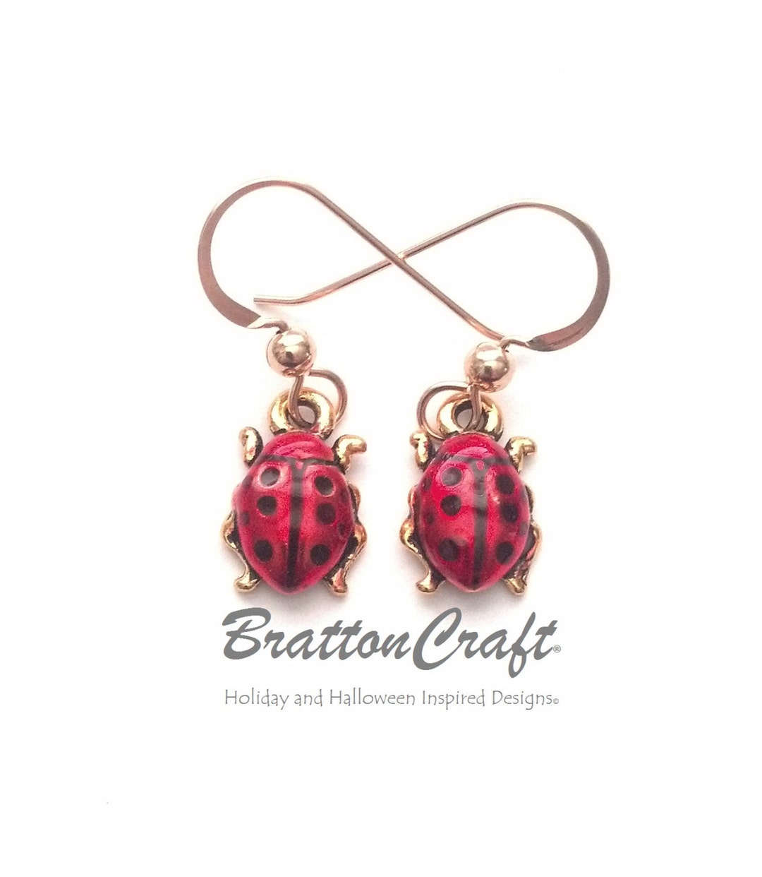 Hand Painted Red Ladybug Earrings Gold Ladybug Earrings Gold Ladybug ...