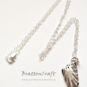 Silver Ghost Necklace - Ghost Necklace - Halloween Necklace - Halloween ...
