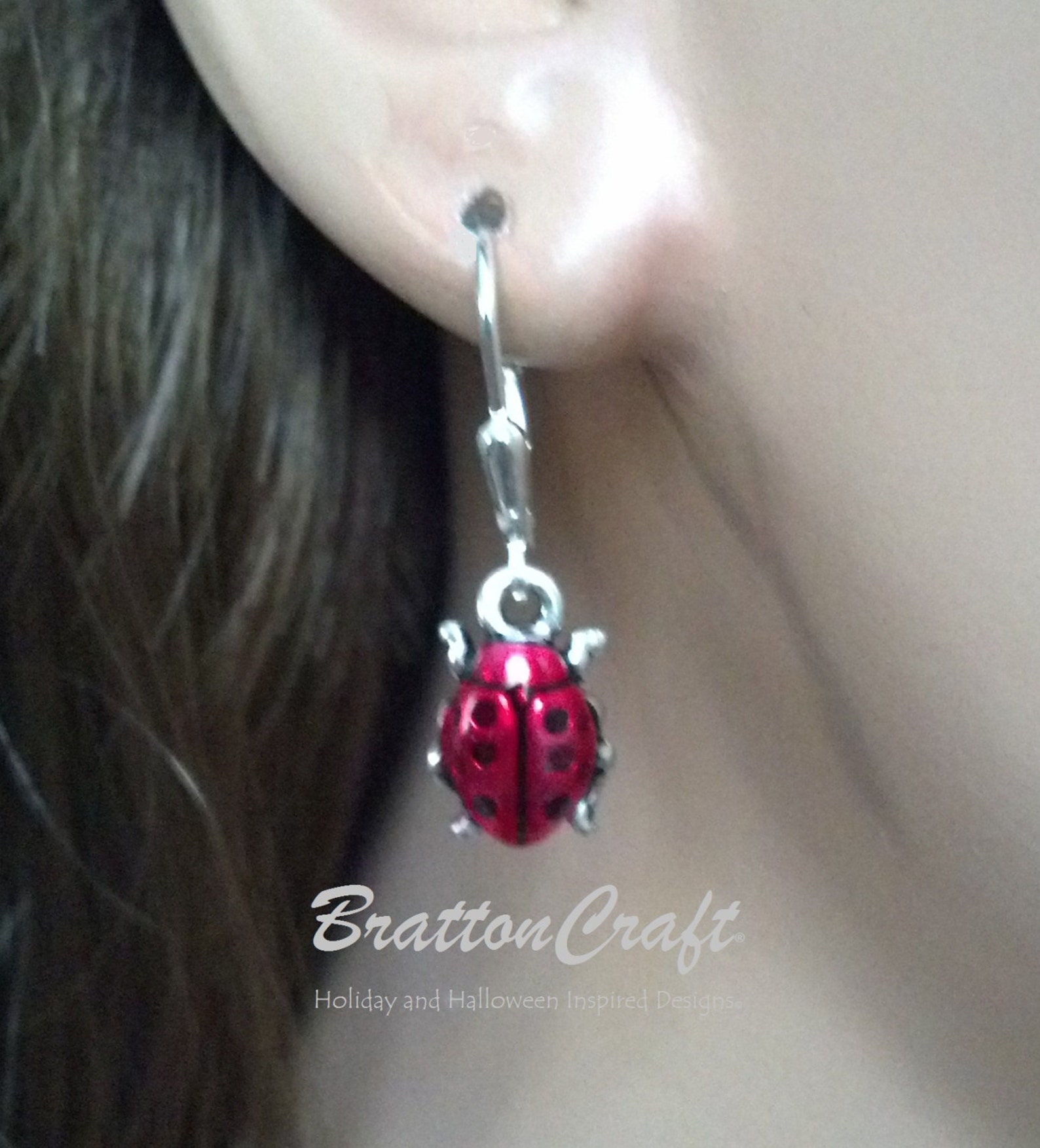 Silver Ladybug Earrings Red Ladybug Earrings Ladybug | Etsy