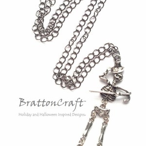 Big Silver Skeleton Necklace - Long Silver Skeleton Necklace - Fun ...