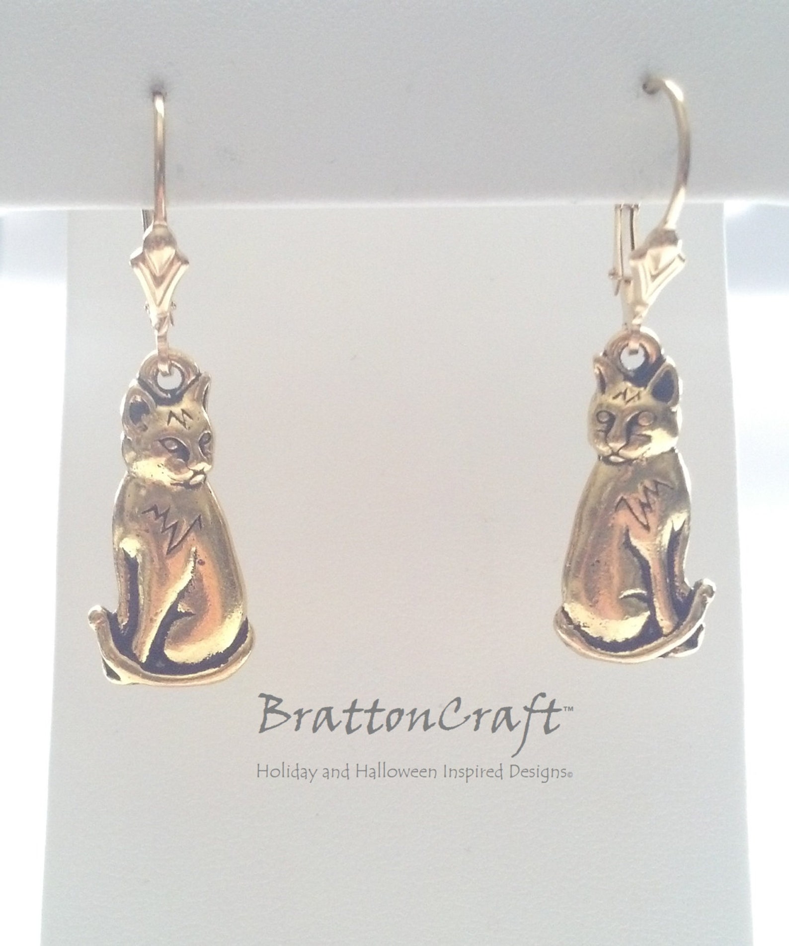 Gold Cat Earrings Gold Sitting Cat Earrings Cat Earrings Cat Jewelry ...