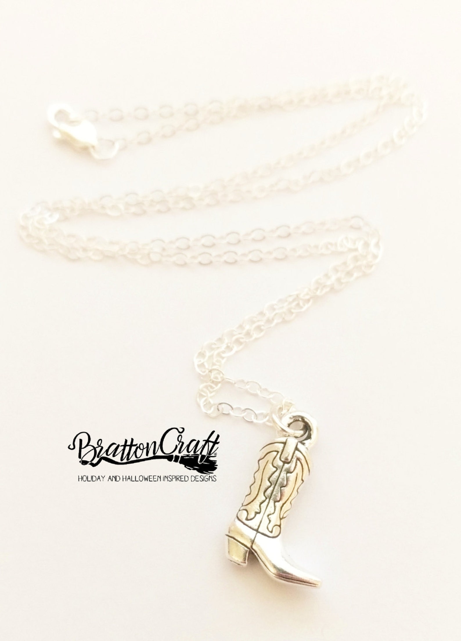 Silver Cowboy Boot Necklace, Sterling Silver Chain: Western Jewelry - Etsy