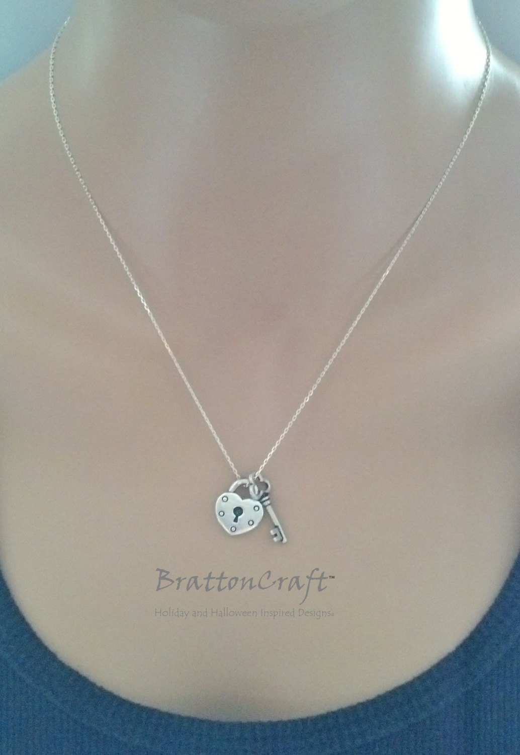 Silver Heart Lock and Key Necklace Silver Heart Lock and Key - Etsy