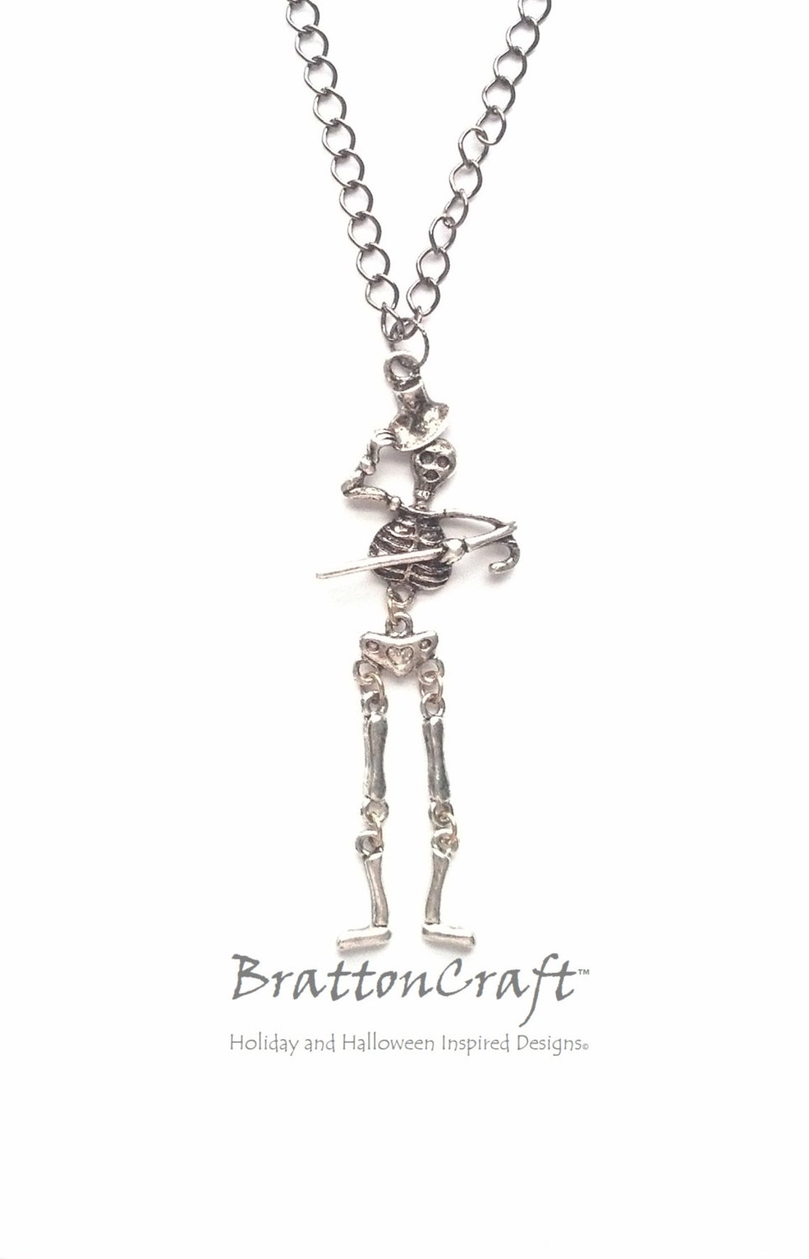 Big Silver Skeleton Necklace - Long Silver Skeleton Necklace - Fun ...