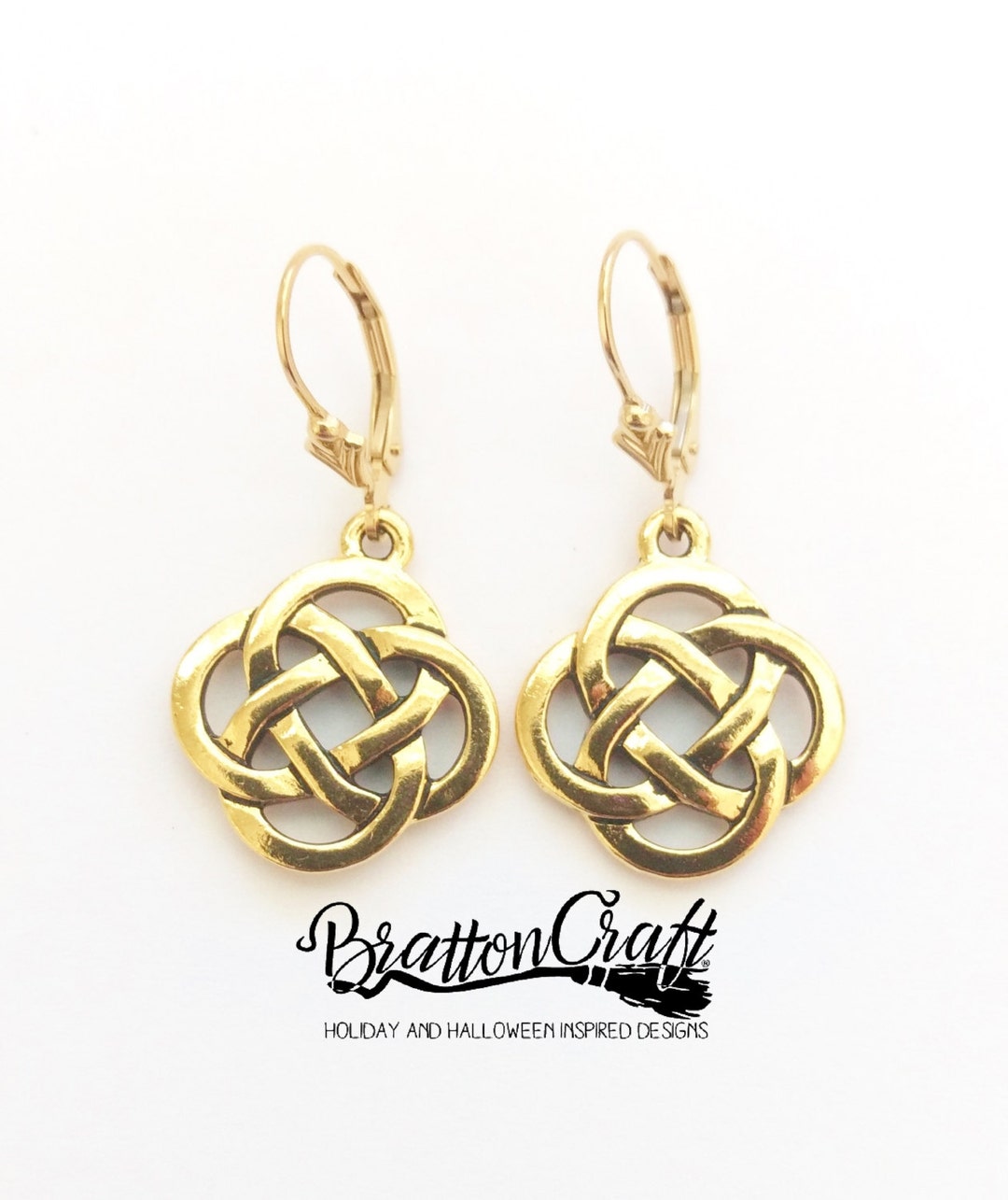 Gold Celtic Knot Leverback Earrings - Irish Jewelry - Etsy