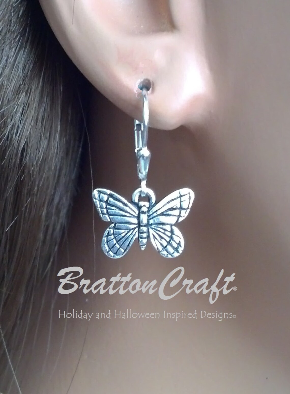 Silver Butterfly Earrings Butterfly Earrings Monarch | Etsy