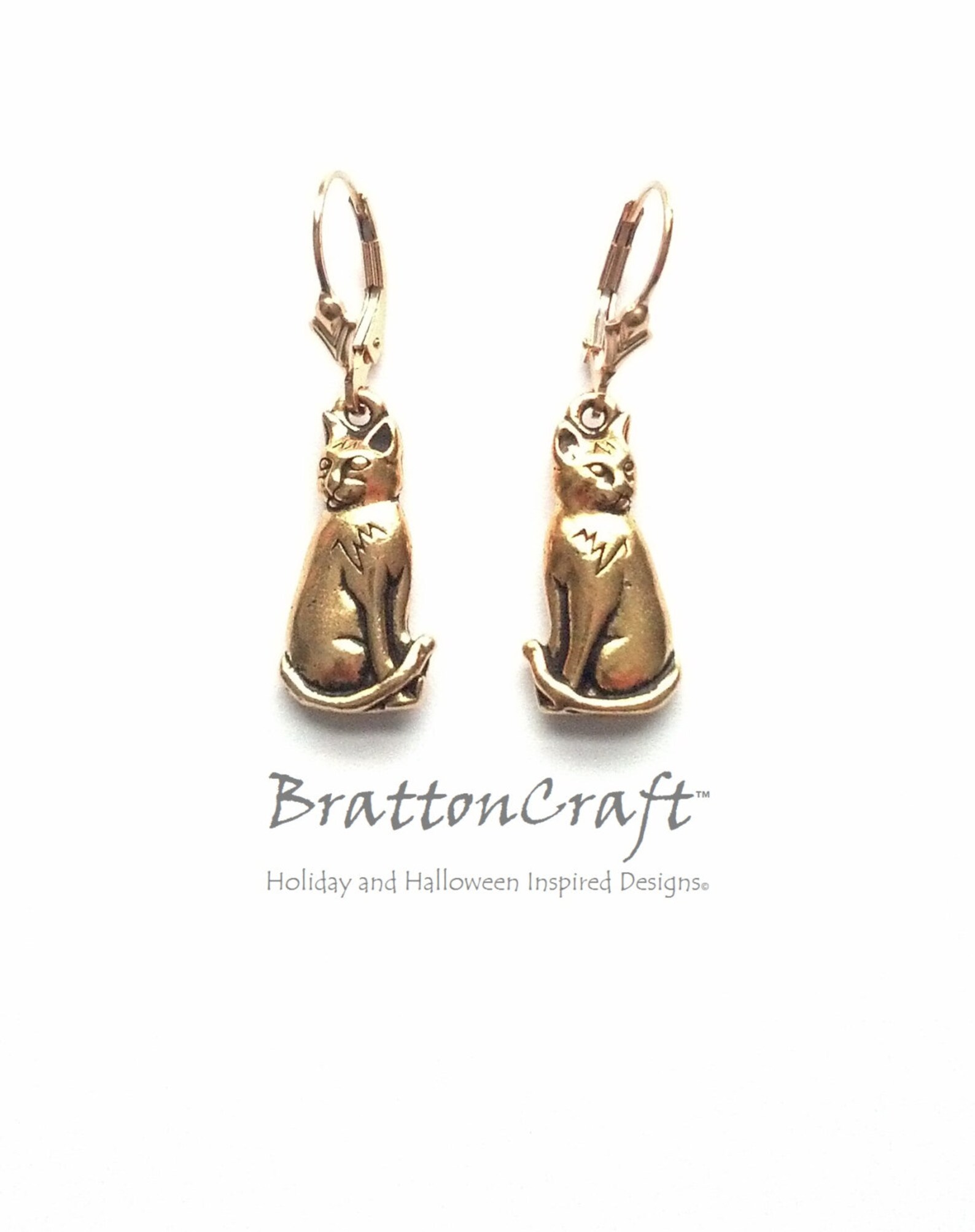 Gold Cat Earrings Gold Sitting Cat Earrings Cat Earrings Cat Jewelry ...