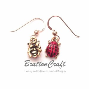 Hand Painted Red Ladybug Earrings Gold Ladybug Earrings Gold Ladybug ...