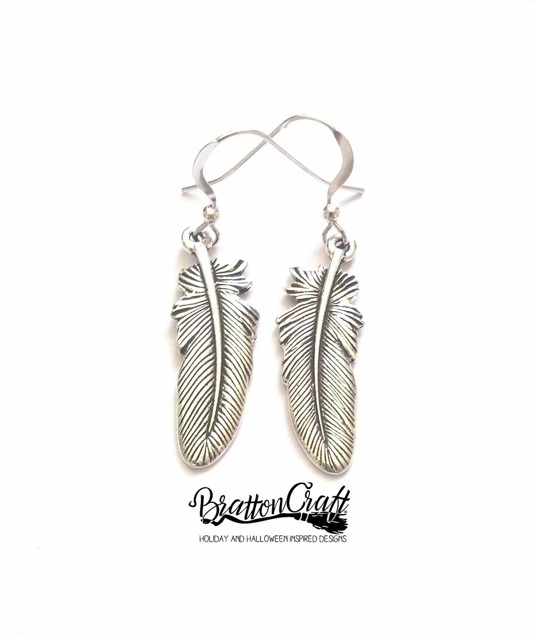 Silver Feather Earrings - Feather Earrings - Feather Jewelry - Native ...