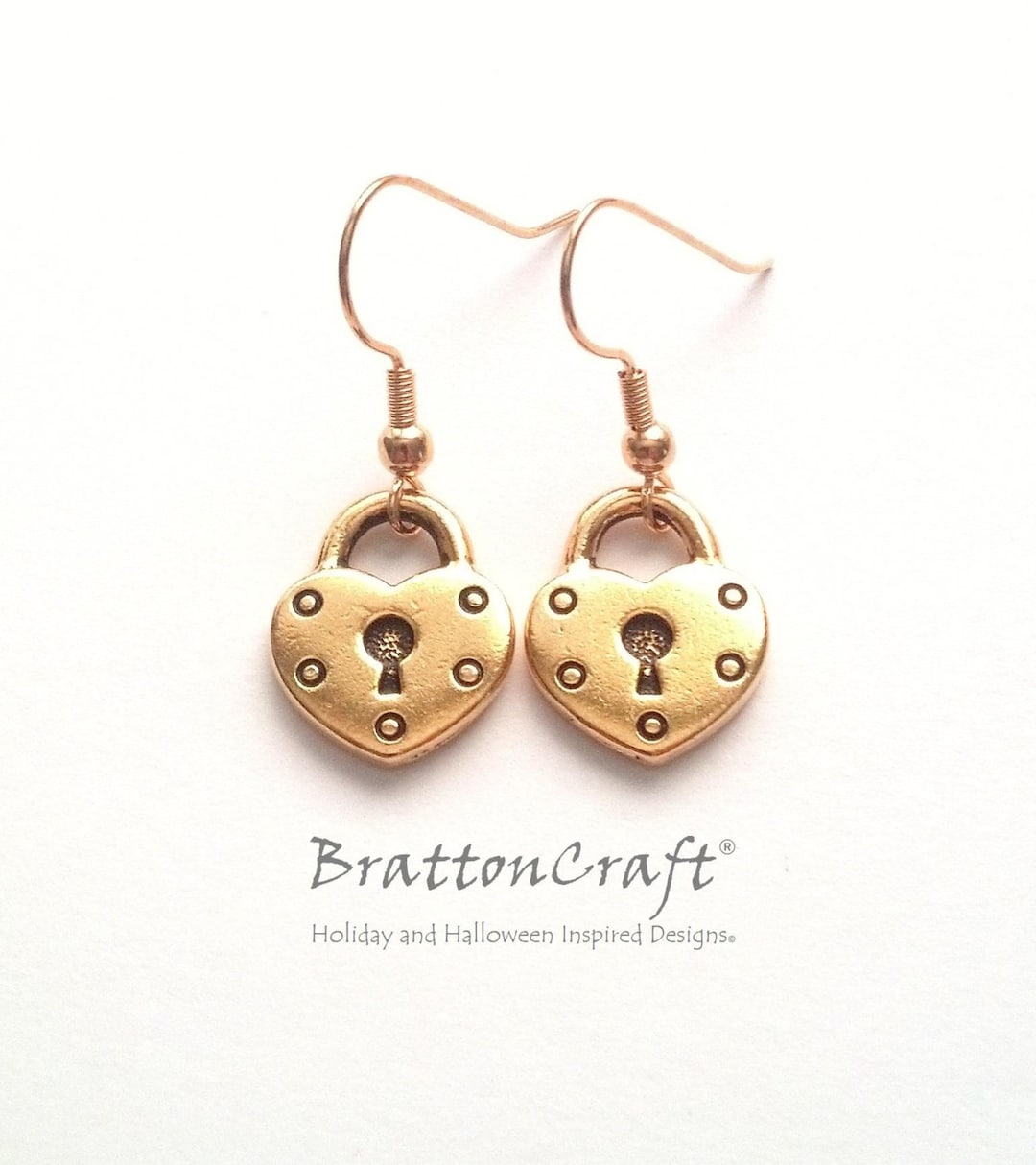 Gold Heart Lock Earrings - Gold Lock Earrings - Valentine Earrings ...