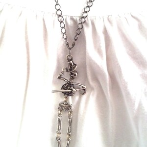 Big Silver Skeleton Necklace - Long Silver Skeleton Necklace - Fun ...