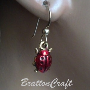 Hand Painted Red Ladybug Earrings Gold Ladybug Earrings Gold Ladybug ...