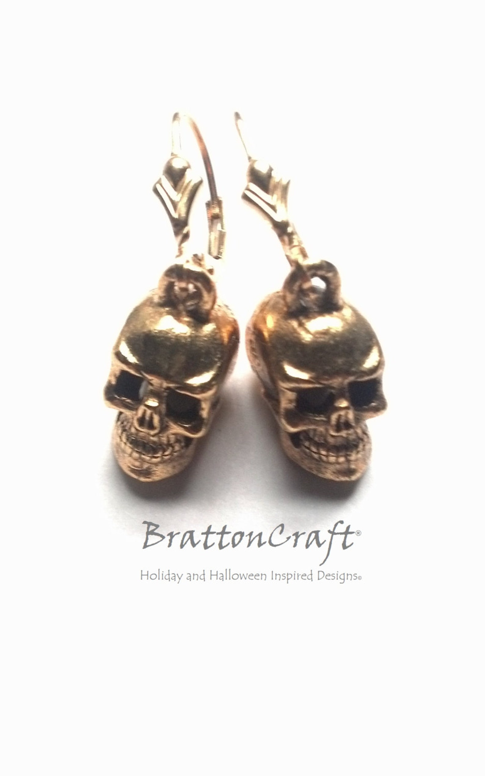 Gold Skull Earrings Skull Earrings Halloween Earrings | Etsy
