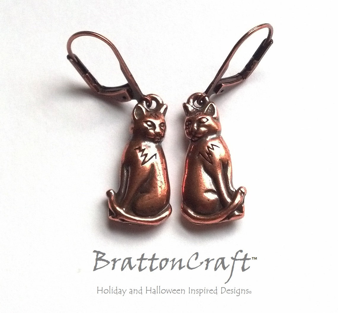 Antiqued Copper Cat Necklace Sitting Cat Necklace Copper | Etsy