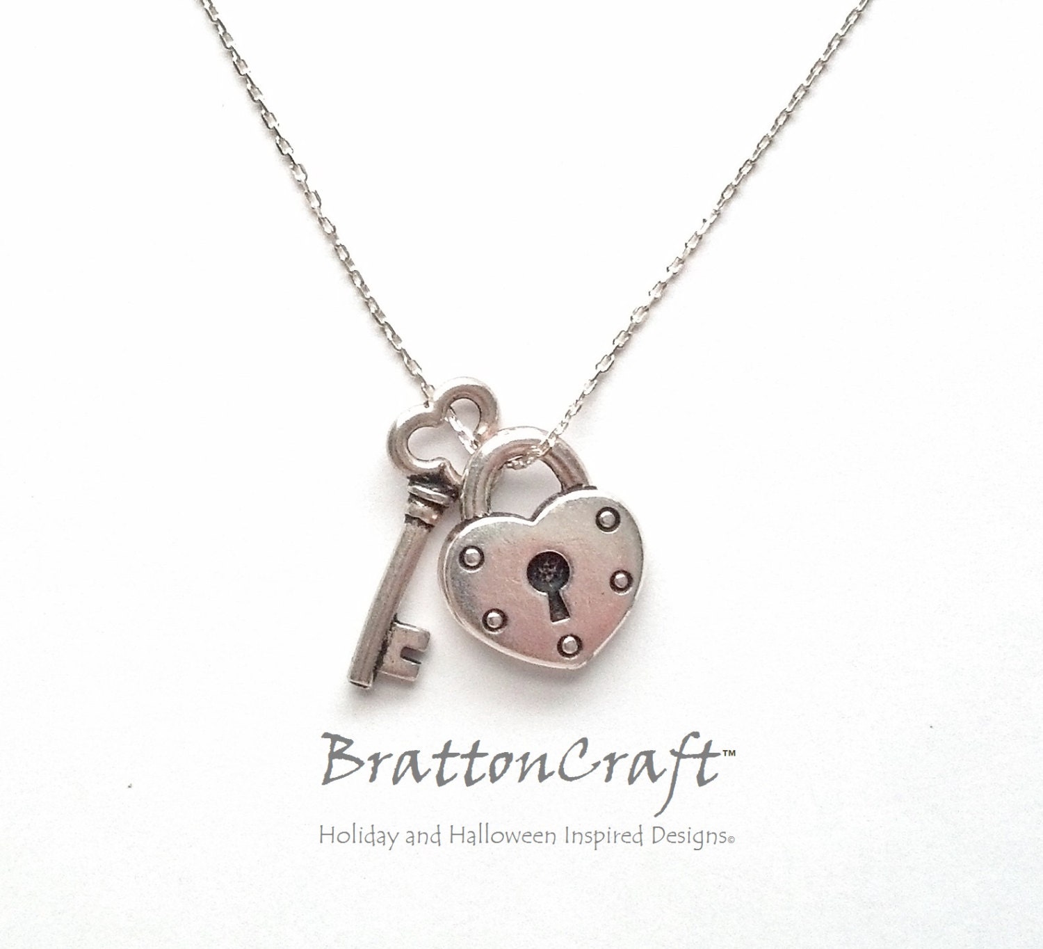 Silver Heart Lock and Key Necklace Silver Heart Lock and Key - Etsy