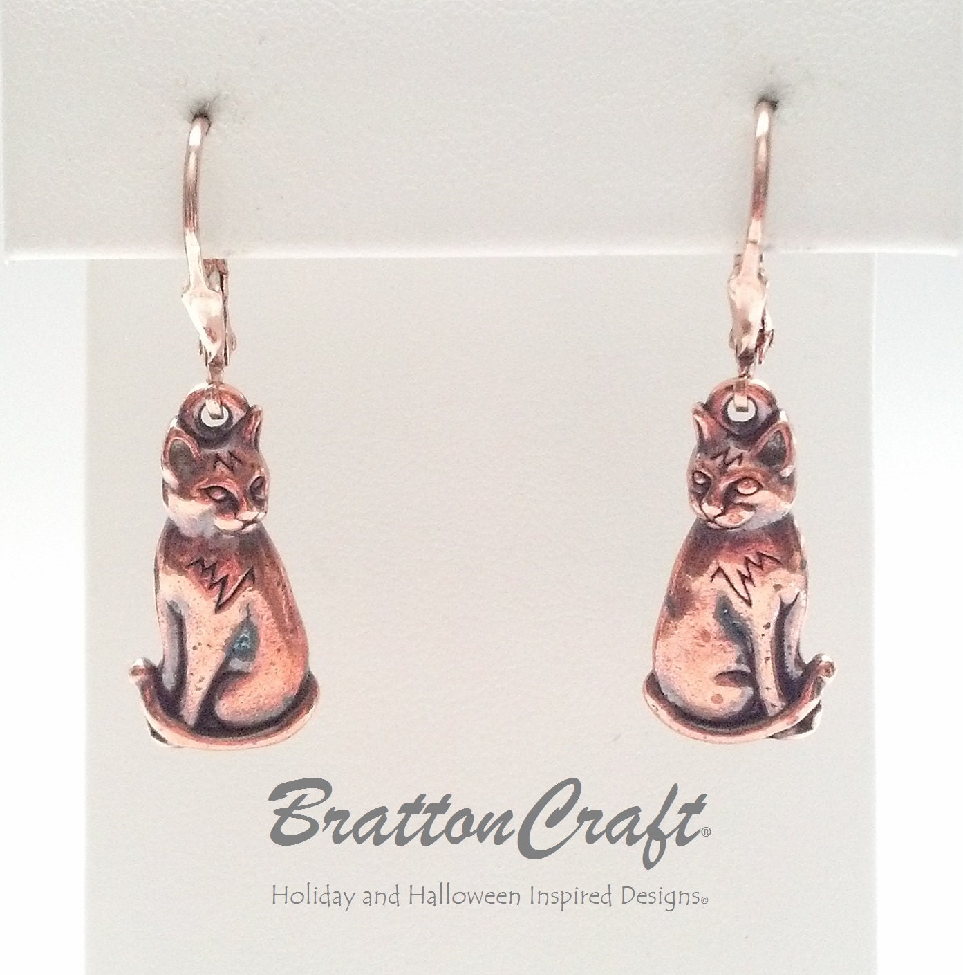 Copper Cat Earrings Copper Sitting Cat Earrings Copper Cat - Etsy