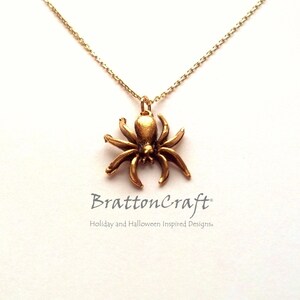 Gold Spider Necklace - Halloween Necklace - Spider Jewelry - Halloween ...