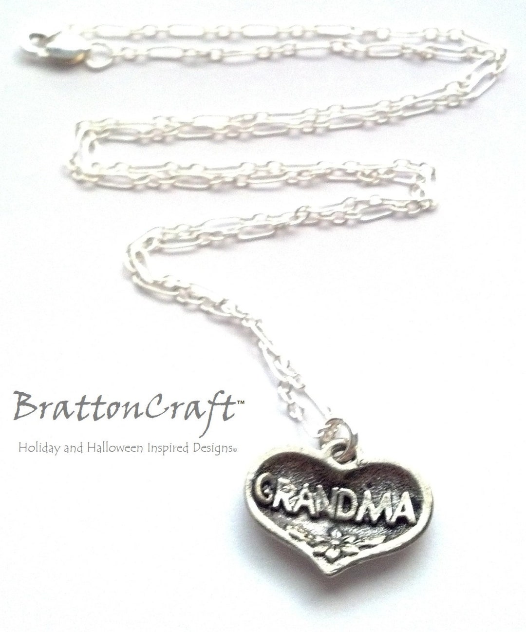 GRANDMA Heart Necklace - Silver Grandma Heart Necklace - Mother's Day ...