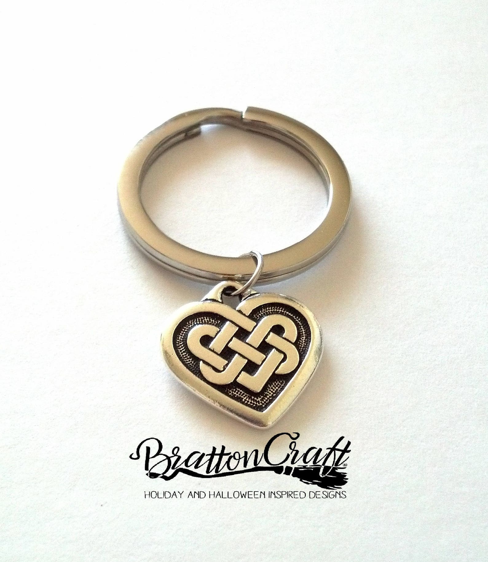 Silver Celtic Double Heart Knot Keychain Celtic Heart - Etsy