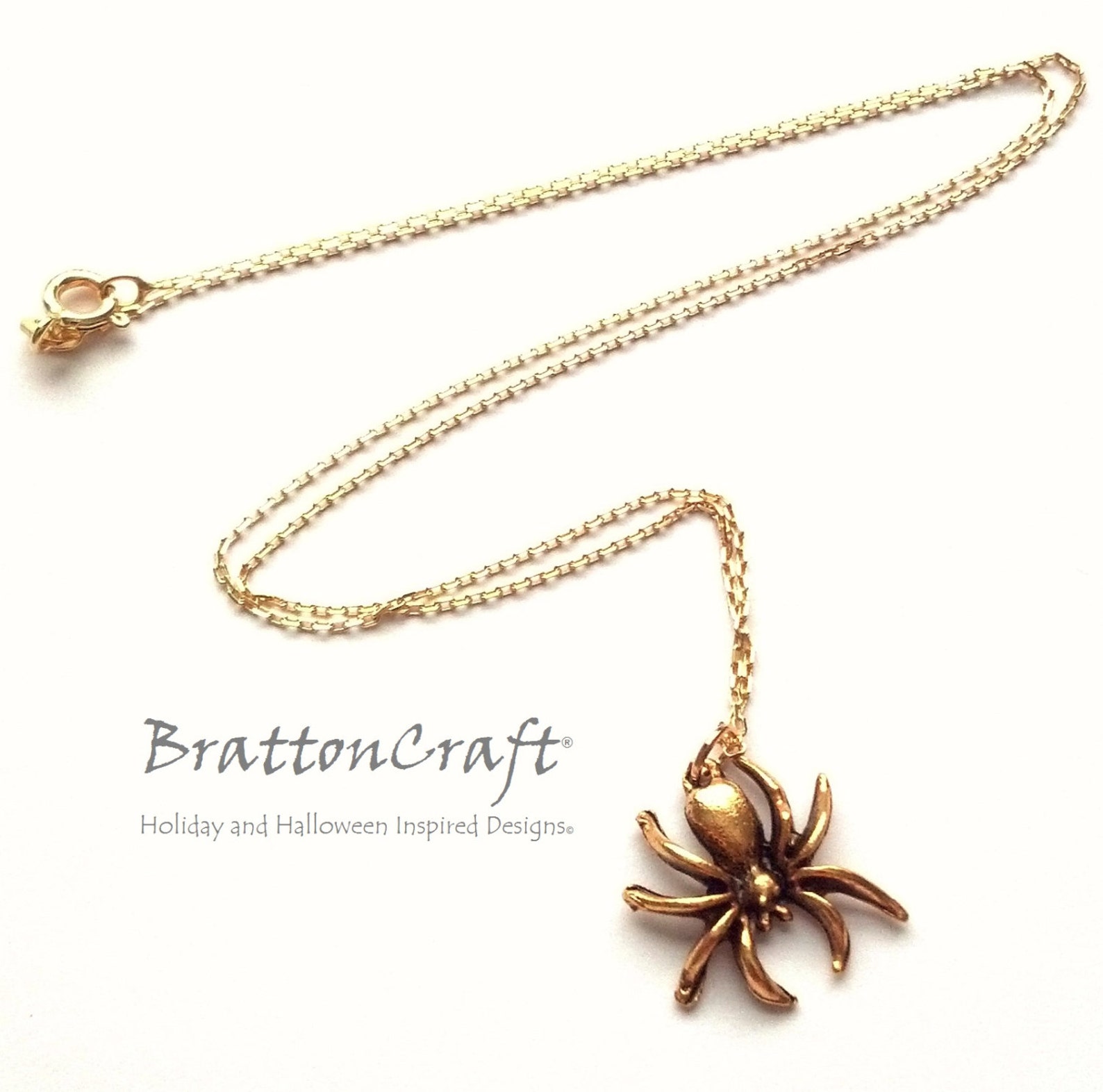 Gold Spider Necklace Halloween Necklace Spider Jewelry - Etsy