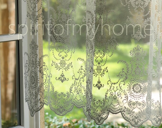 MYRA' French Embroidered Net Lace Curtain White Color Classical Style ...