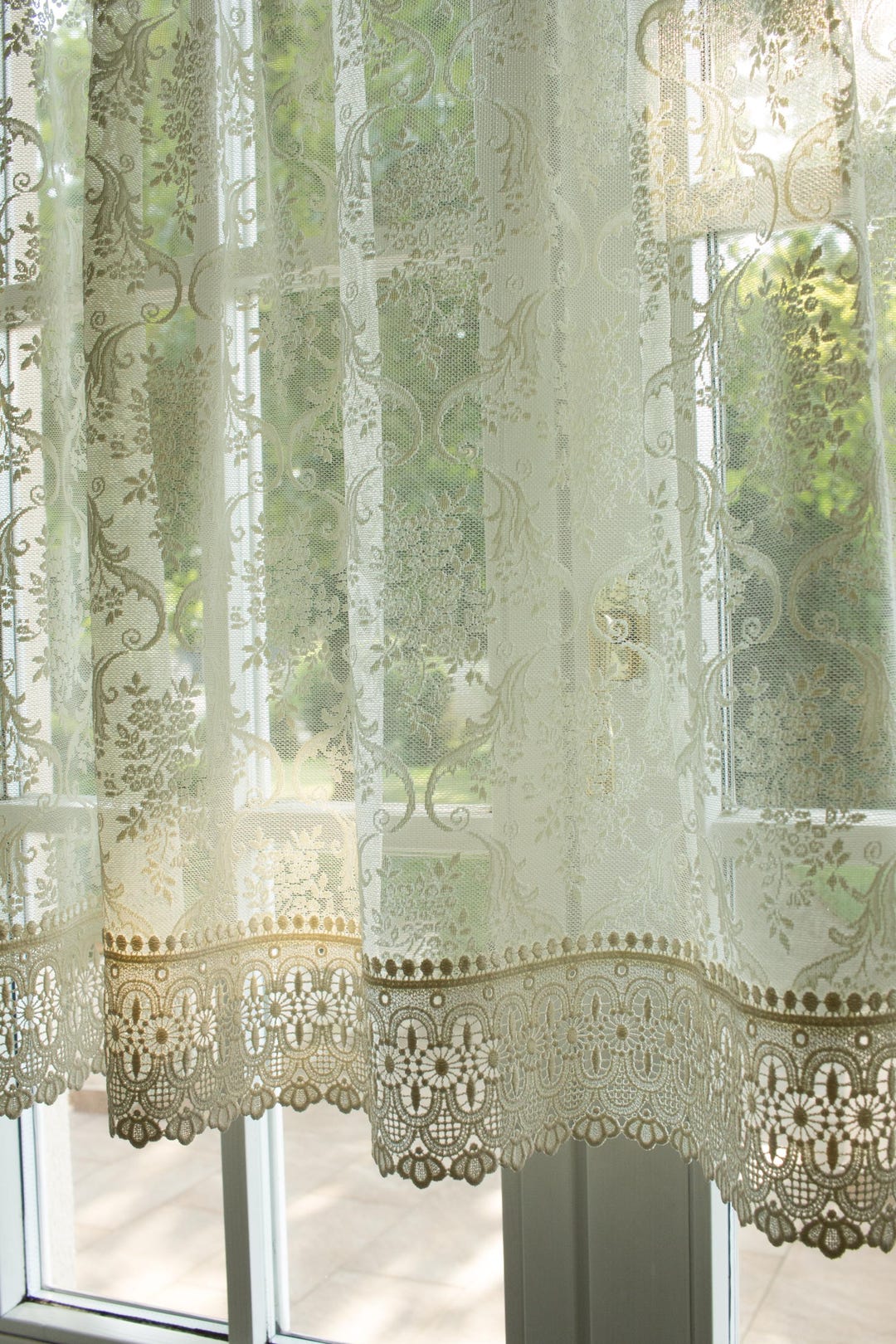 MADELEINE Luxury Vanilla Lace Curtain Panel Shabby Chic Macrame ...