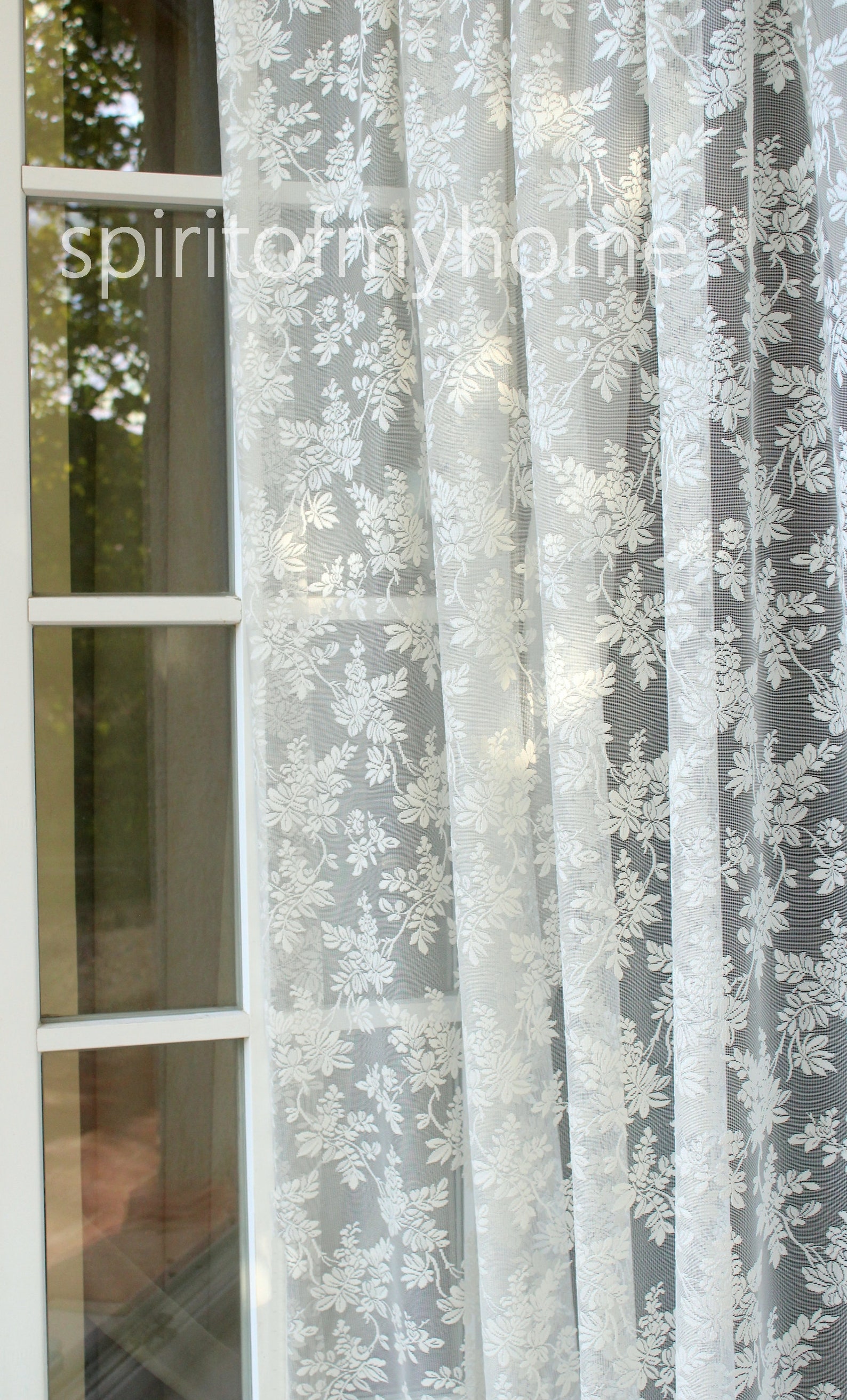 TINA Vintage Patterned Dark Ivory Net Tulle Lace Curtain Full - Etsy