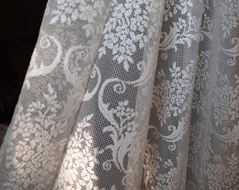 MYRA' French Embroidered Net Lace Curtain White Color Classical Style ...