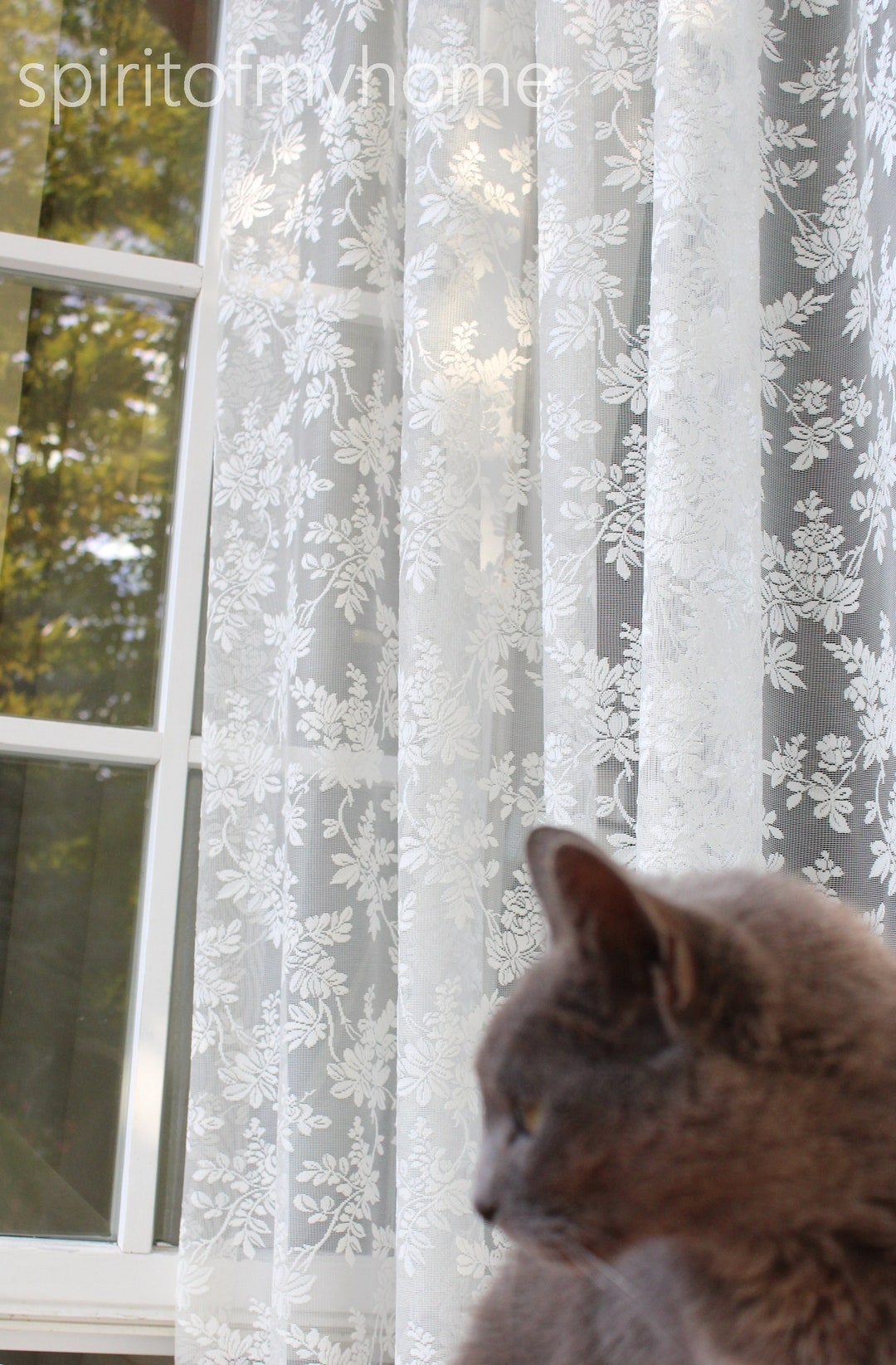 TINA Vintage Patterned Dark Ivory Net Tulle Lace Curtain Full - Etsy