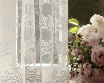 MYRA' French Embroidered Net Lace Curtain White Color Classical Style ...