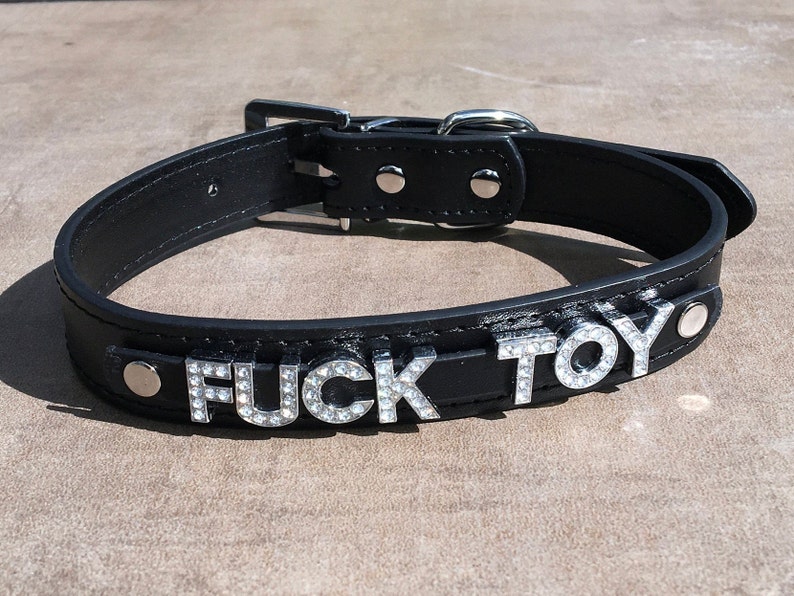 Fucktoy Fuck Toy Rhinestone Choker Black Vegan Leather Collar Etsy
