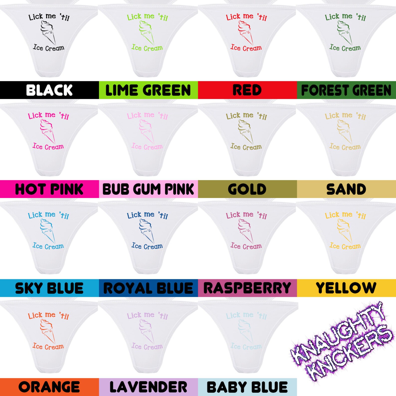 Lick Me Til Ice Cream Until I Scream Flirty White Thong For Etsy