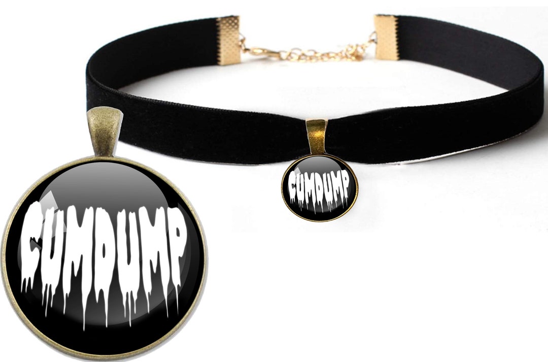 Black And White Cumdump Sexy Cum Dump Drippy Choker Necklace For Daddys Little Princess Cum Slut
