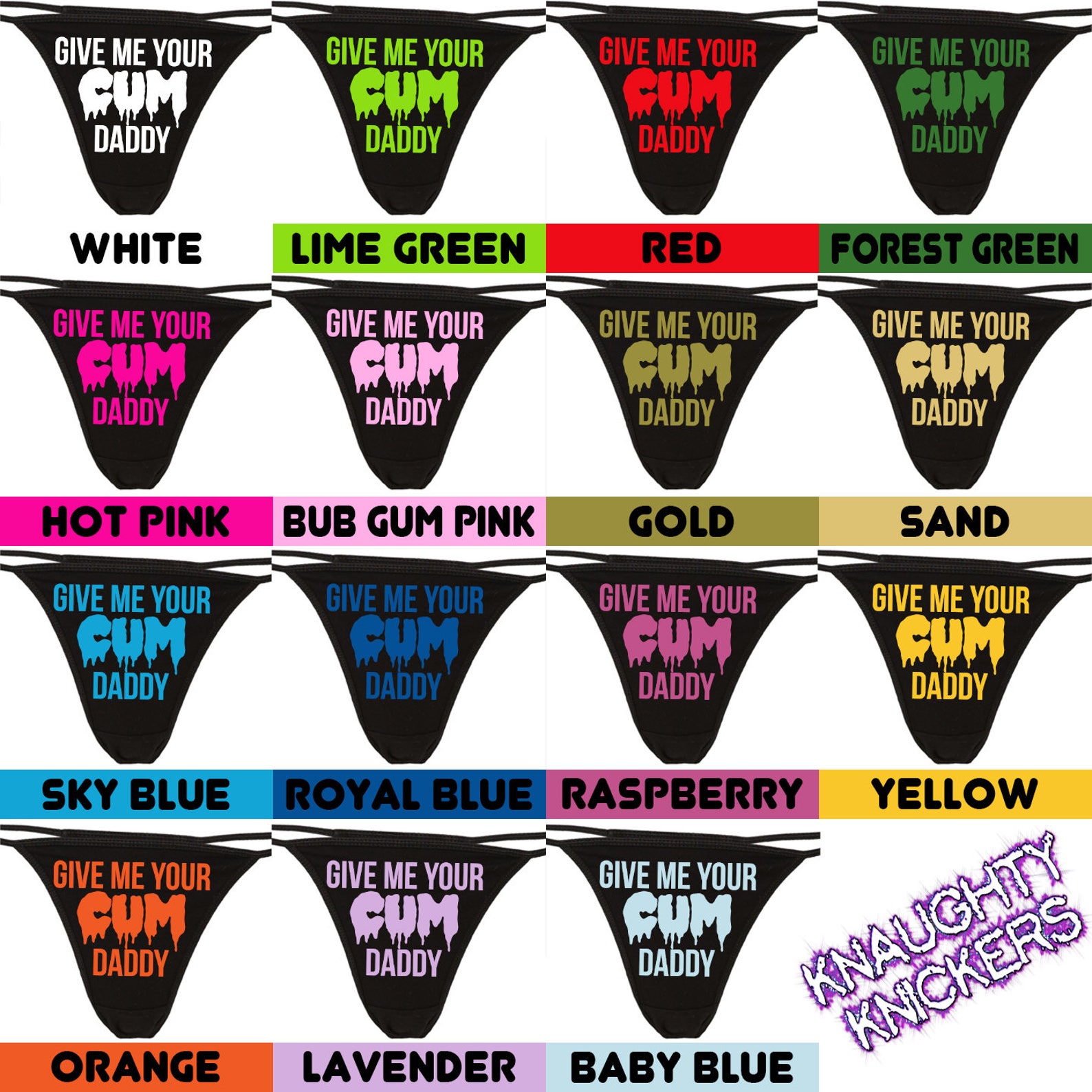 Give Me Your Cum Daddy Cumslut Flirty Black Thong For Kitten Etsy