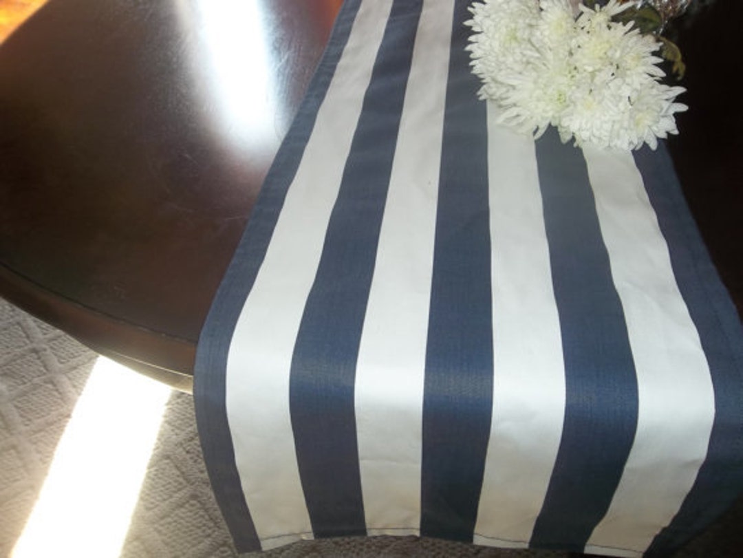 Navy and White Stripe Table Runners - Etsy