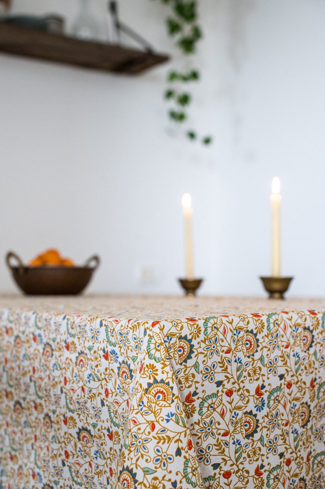 Rama Tablecloth, Floral Kitchen Decor, Cotton Tablecloth,hostess Gift ...